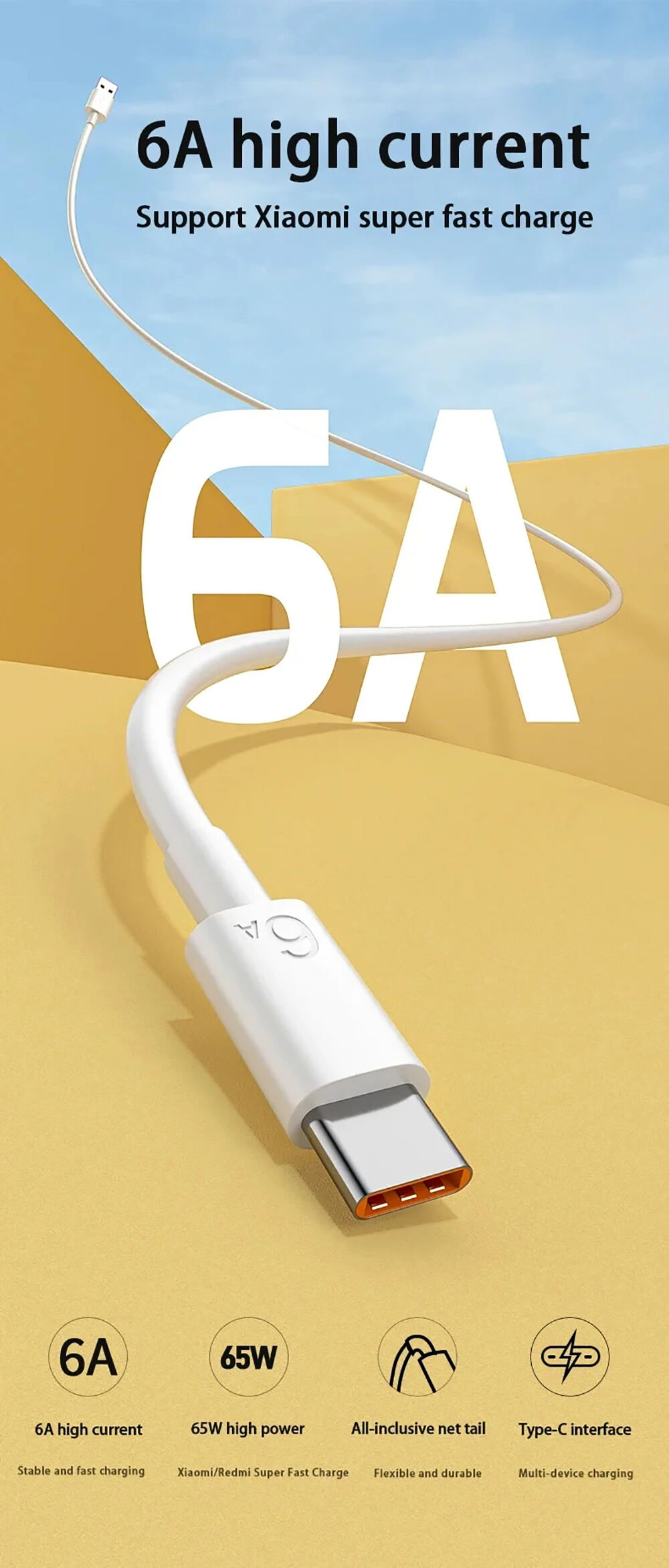 6a Fast Charging Usb C Cable For Xiaomi Mi 12 Redmi Poco Huawei Mobile ...