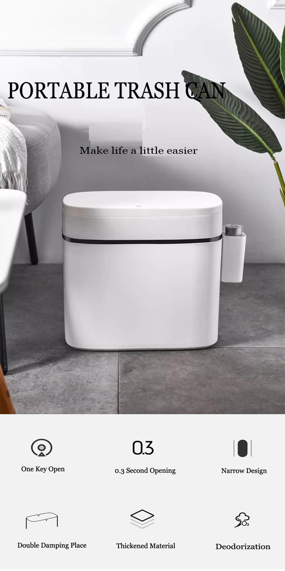 Simple Creative Modern Scandinavian With Lid Press Type Bathroom Waste ...