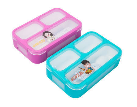 Cute Little Girl Print Lunch Boxes 3 Tier Hot Pot Bpa Free Lunch Box ...