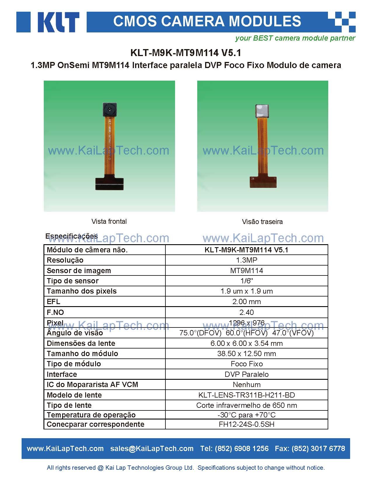 Buy Wholesale Hong Kong SAR Klt-m9k-mt9m114 V5.1 1.3mp Mt9m114 Interface Paralela Dvp Foco Fixo ...