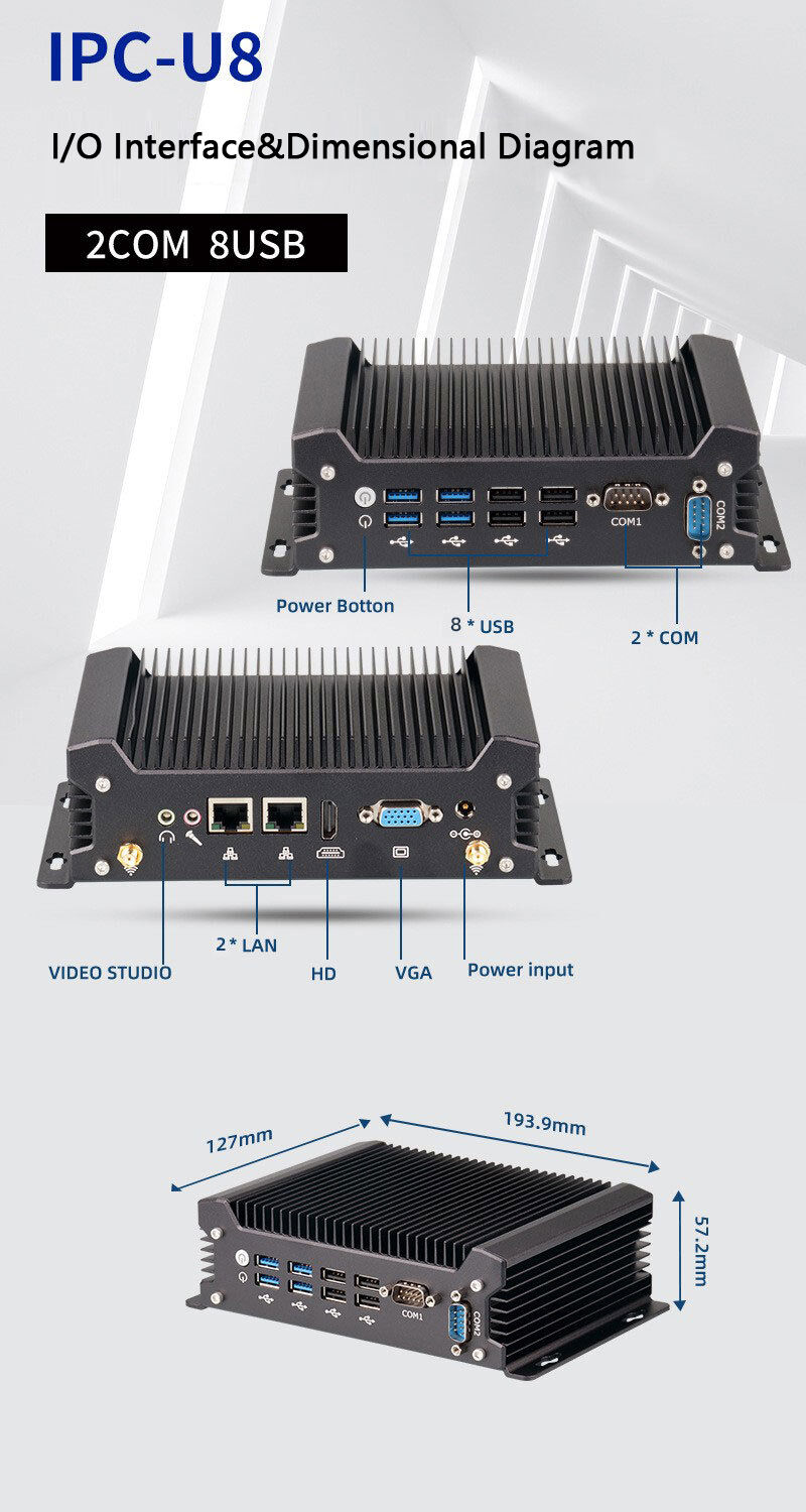 Mini Industrial Pcs Ipc-u8 Intel 10gen，core I5 Ddr4 1hdmi/vga 8 Usb ...