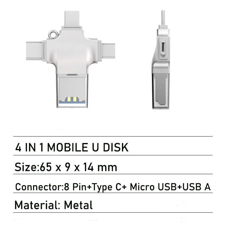 4 In 1 Tf Sd Card Reader Micro Sd / Usb C / Otg Usb And 8 Pin Lightning ...