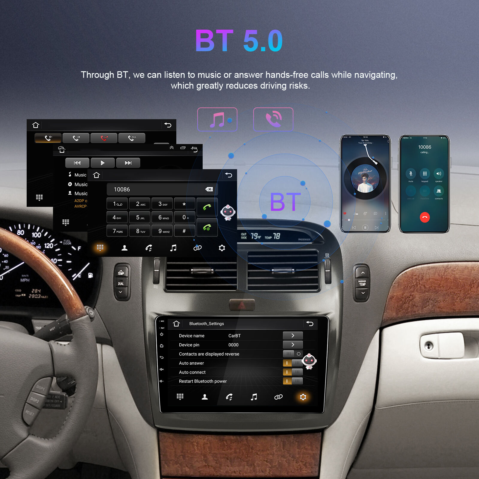 Podofo 9 Inch Android Car Radio 4+64g 8 Core Carplay Android Auto For ...