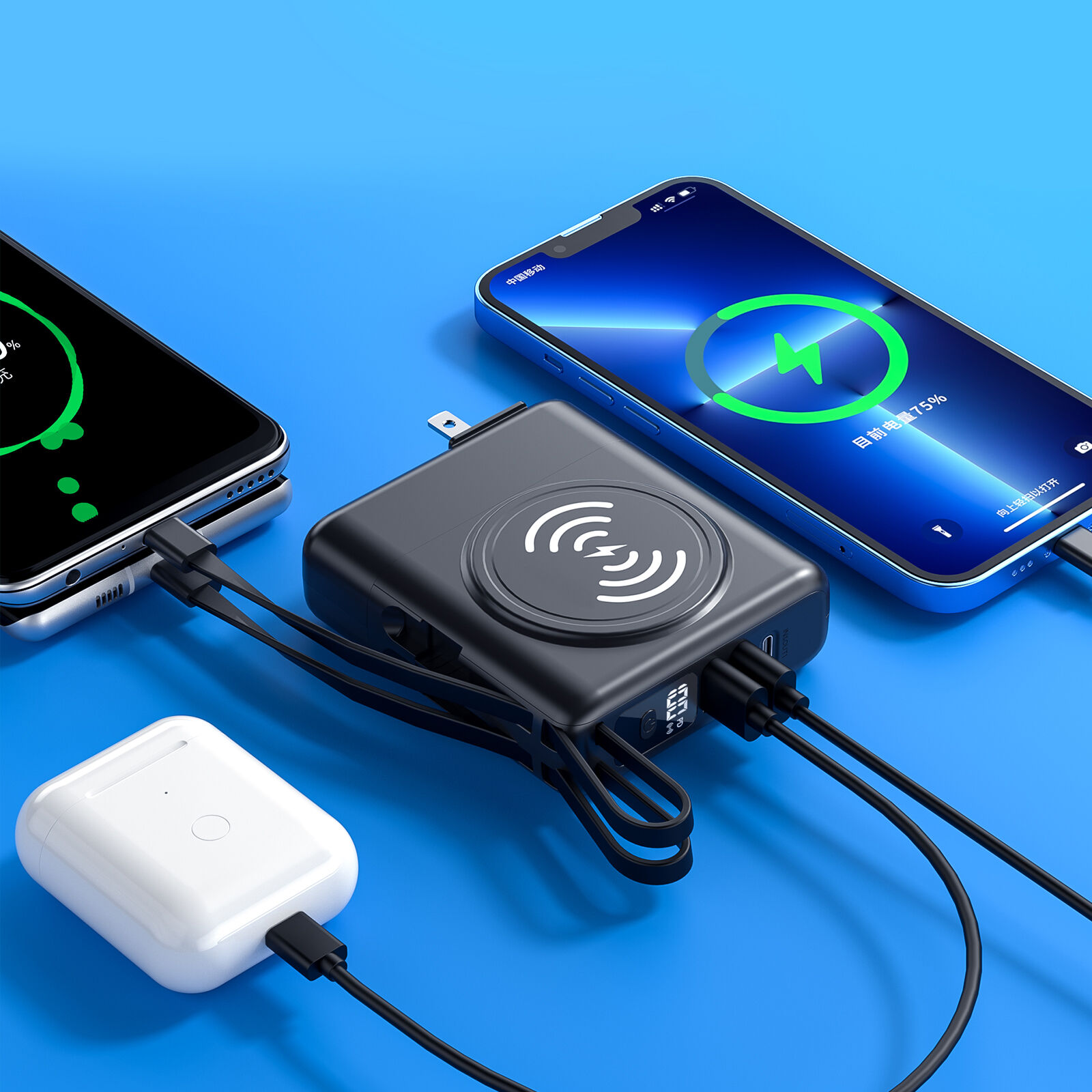 Detachable 4 In 1 Magnetic Wireless Charging Power Bank Charger Built ...