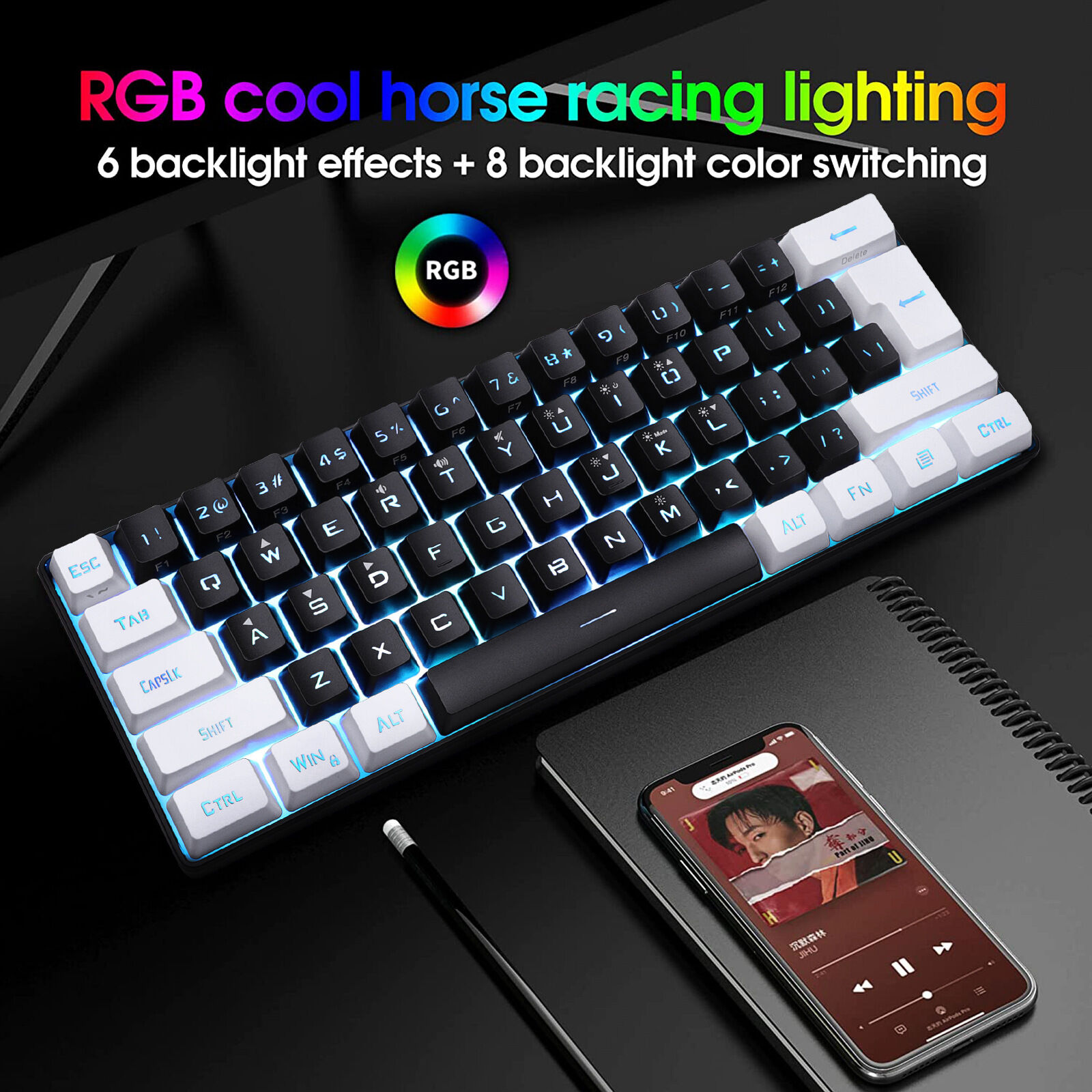 61 Key Thin Film Keyboard , Simple And Compact Gaming Keyboard Dual ...