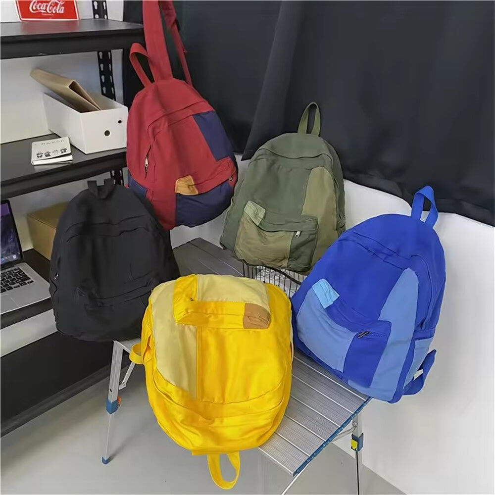 Patchwork Mixed Color Women Canvas College Travel Backpacks $5.81 ...