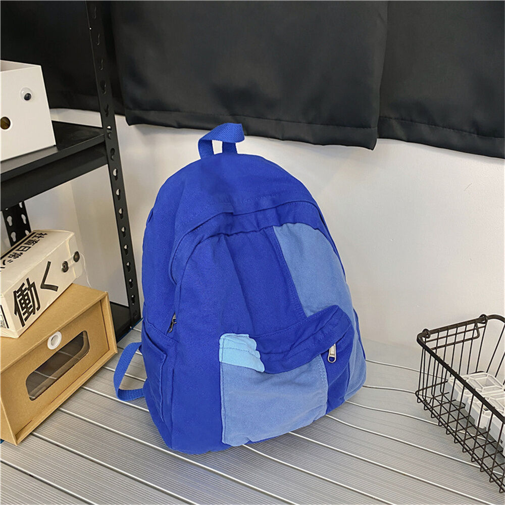 Patchwork Mixed Color Women Canvas College Travel Backpacks $5.81 ...