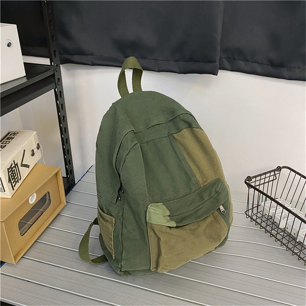 Patchwork Mixed Color Women Canvas College Travel Backpacks $5.81 ...