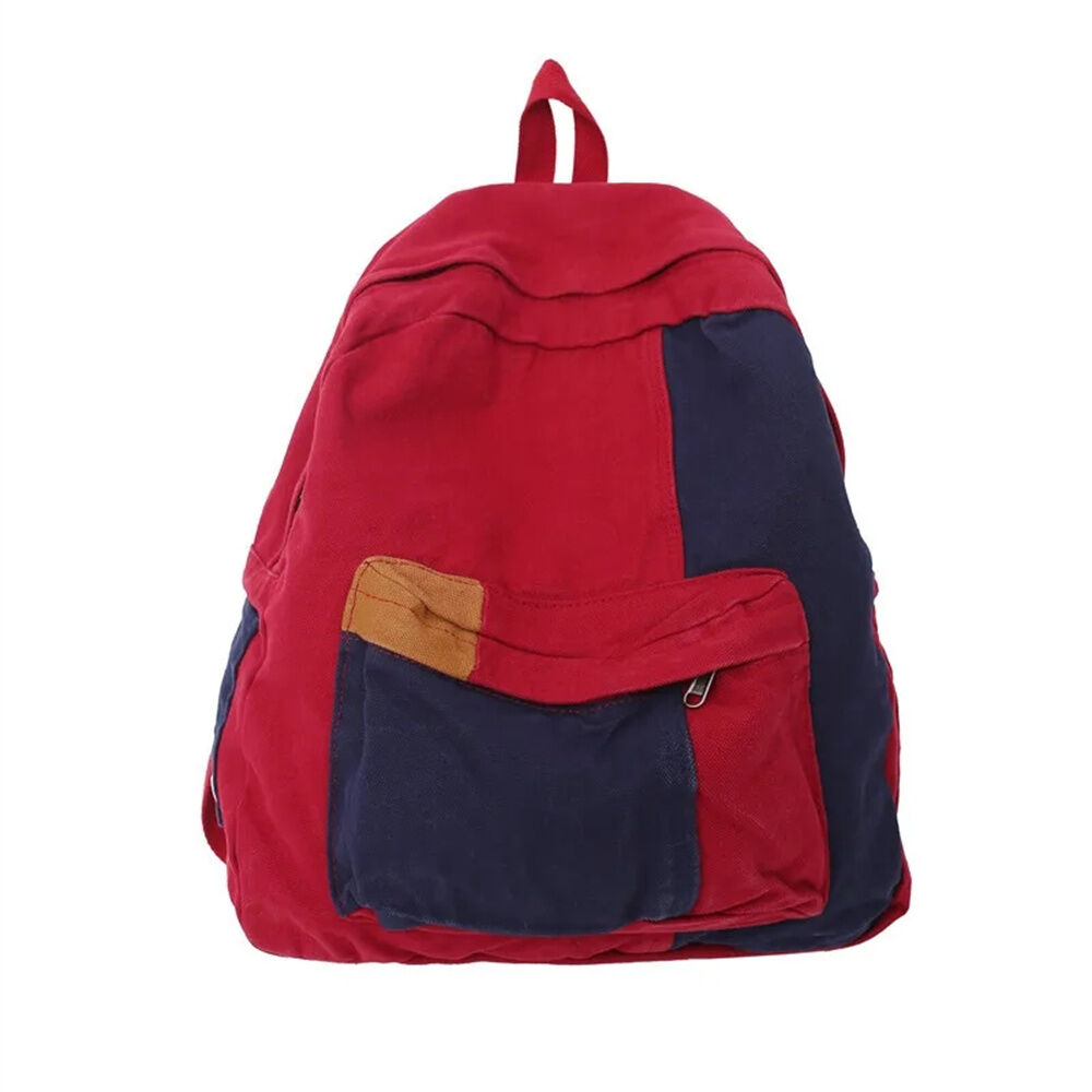 Patchwork Mixed Color Women Canvas College Travel Backpacks $5.81 ...