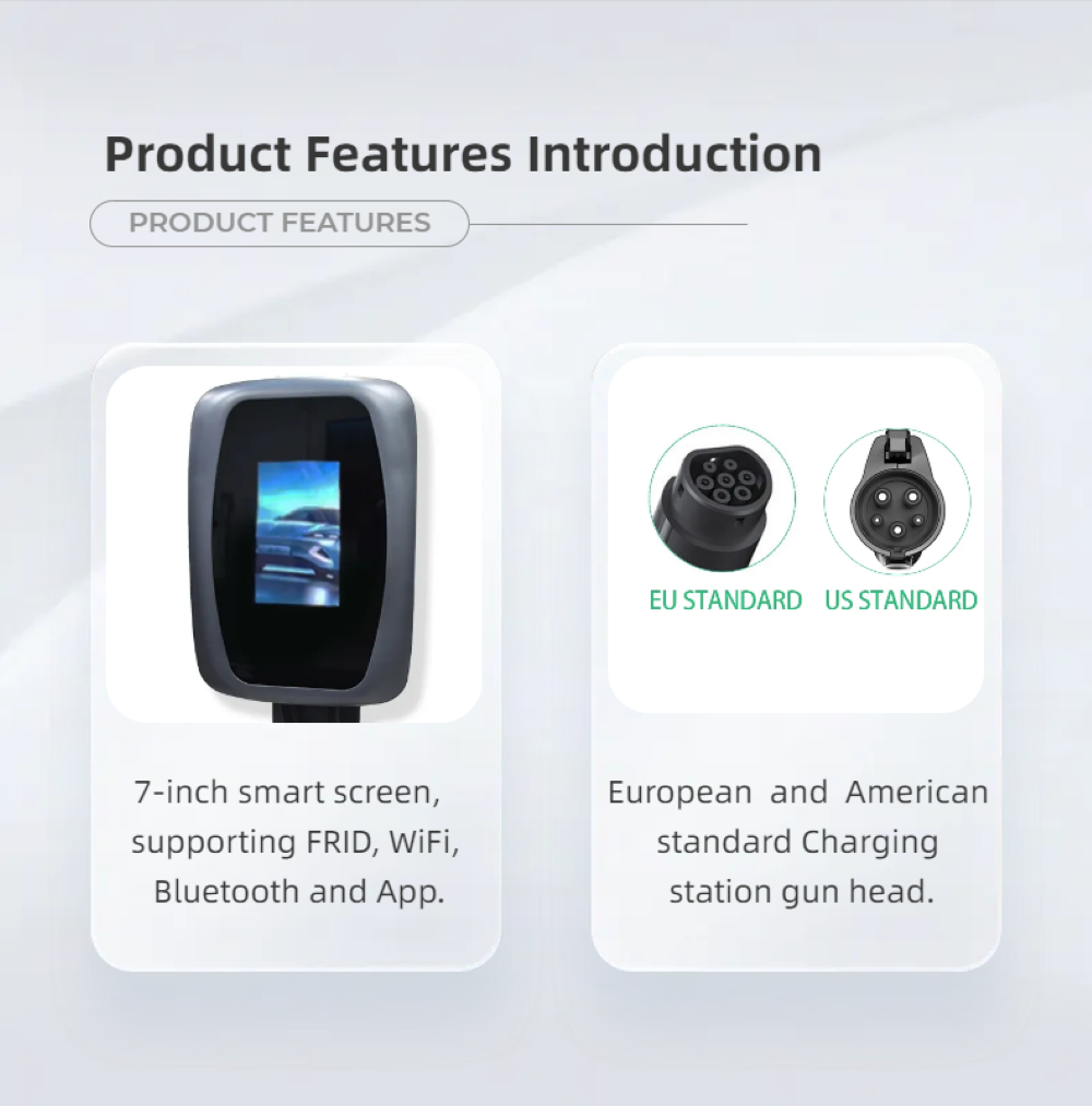 New Design 7'' Touch Screen Wall Box 22kw Ev Charger Station For Home ...