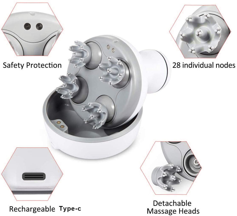 Portable Head Scalp Massager Brush Electric Four Claw Head Massage Tool ...