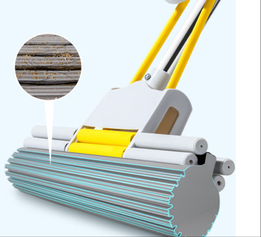 Mop Sponge Mop Household Roller Type Water Squeezing Hand-free Wash ...