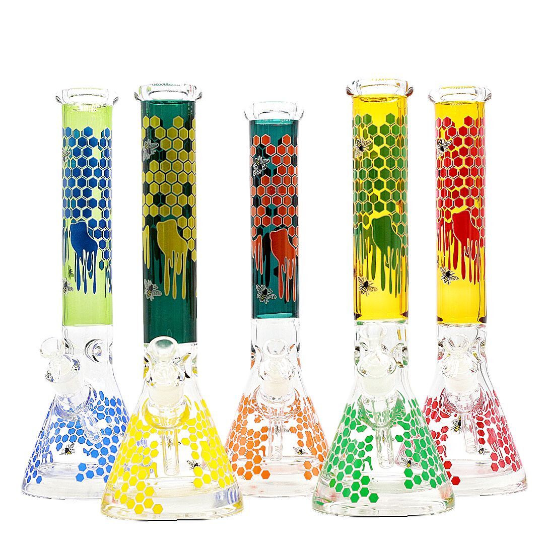 Glass Double Base Sticker Beaker Glass Smoking Water Pipe Glass Bong ...