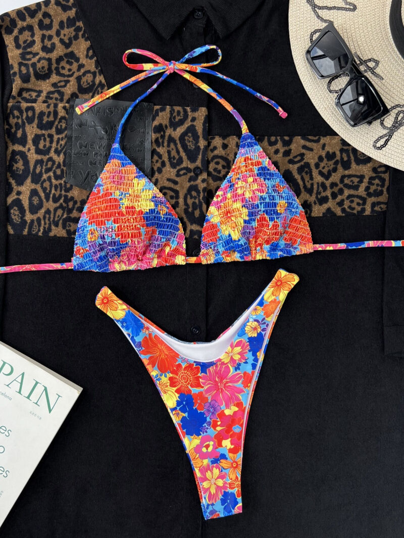 Wholesale Triangle Top Floral Printed Two Piece Swimwear Custom Logo ...