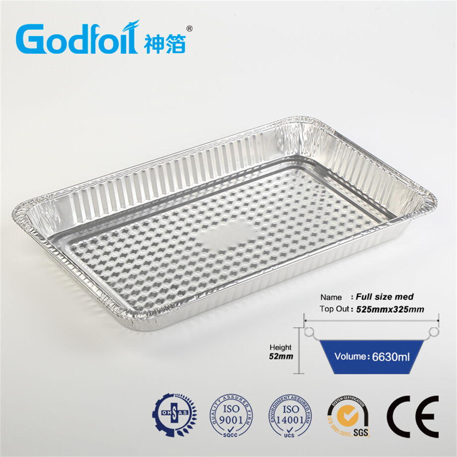 Food Grade Disposable Aluminum Foil Tray Full/half Size Heavy Duty Deepened Aluminum Foil Grill ...