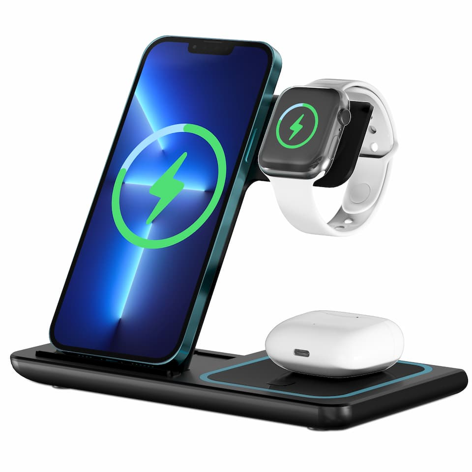 Wholesale Foldable Design Qc Fast Charging 3-in-1 Wireless Charger For ...