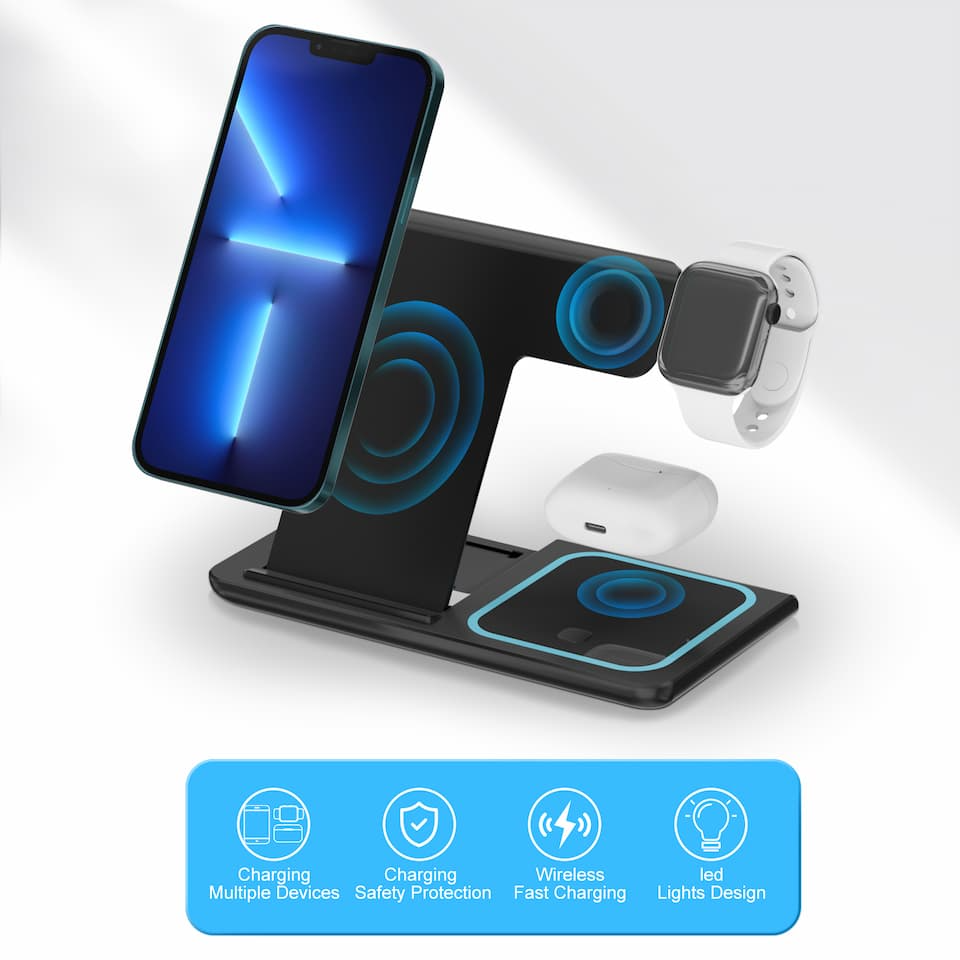 Wholesale Foldable Design Qc Fast Charging 3-in-1 Wireless Charger For ...