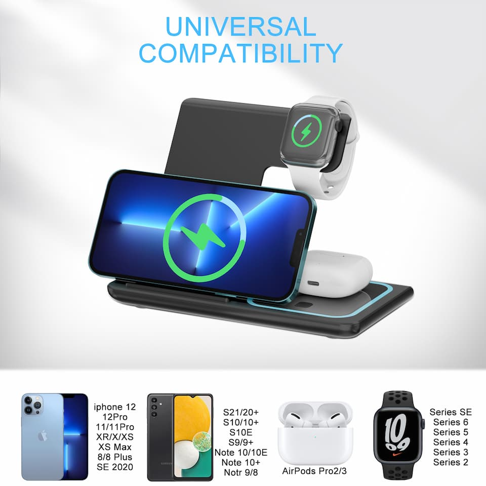 Wholesale Foldable Design Qc Fast Charging 3-in-1 Wireless Charger For ...