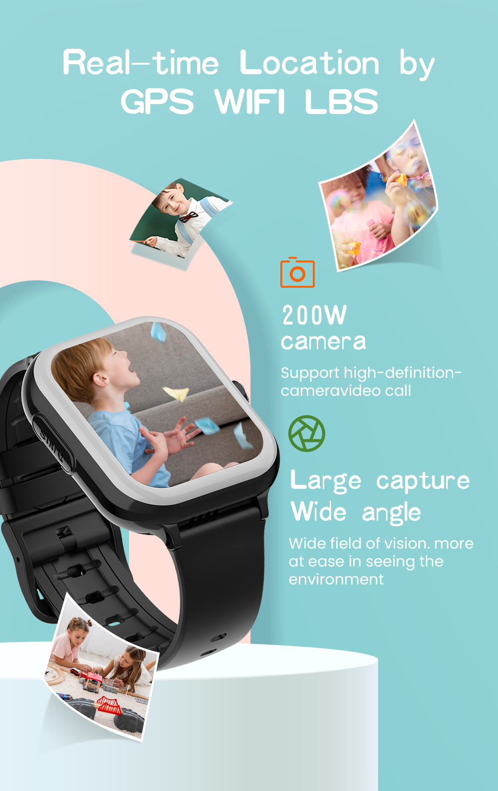 Vm01 Sos Phone Lbs Gps Positioning Kids 4g Camera Children Watch Sim ...