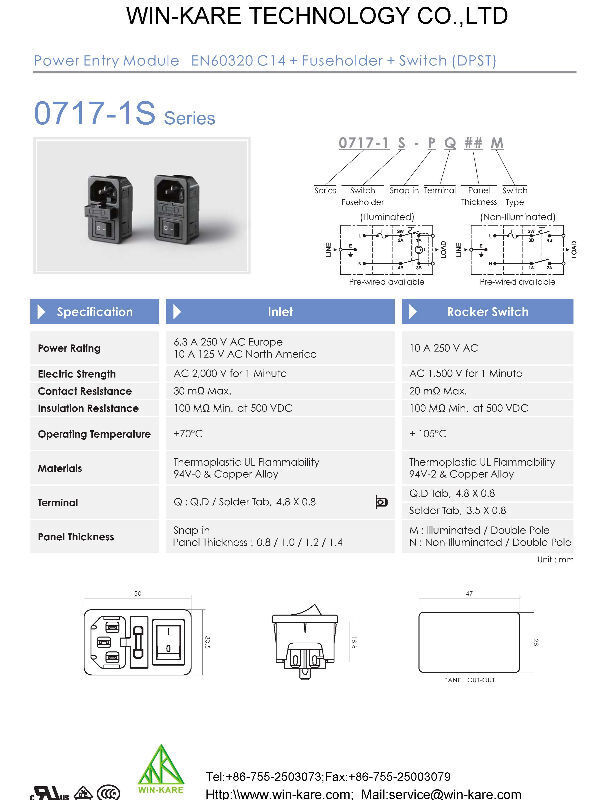 Oem&odm 10a 250v Iec C14 Socket With Single Fuseholder Rocker Switch ...