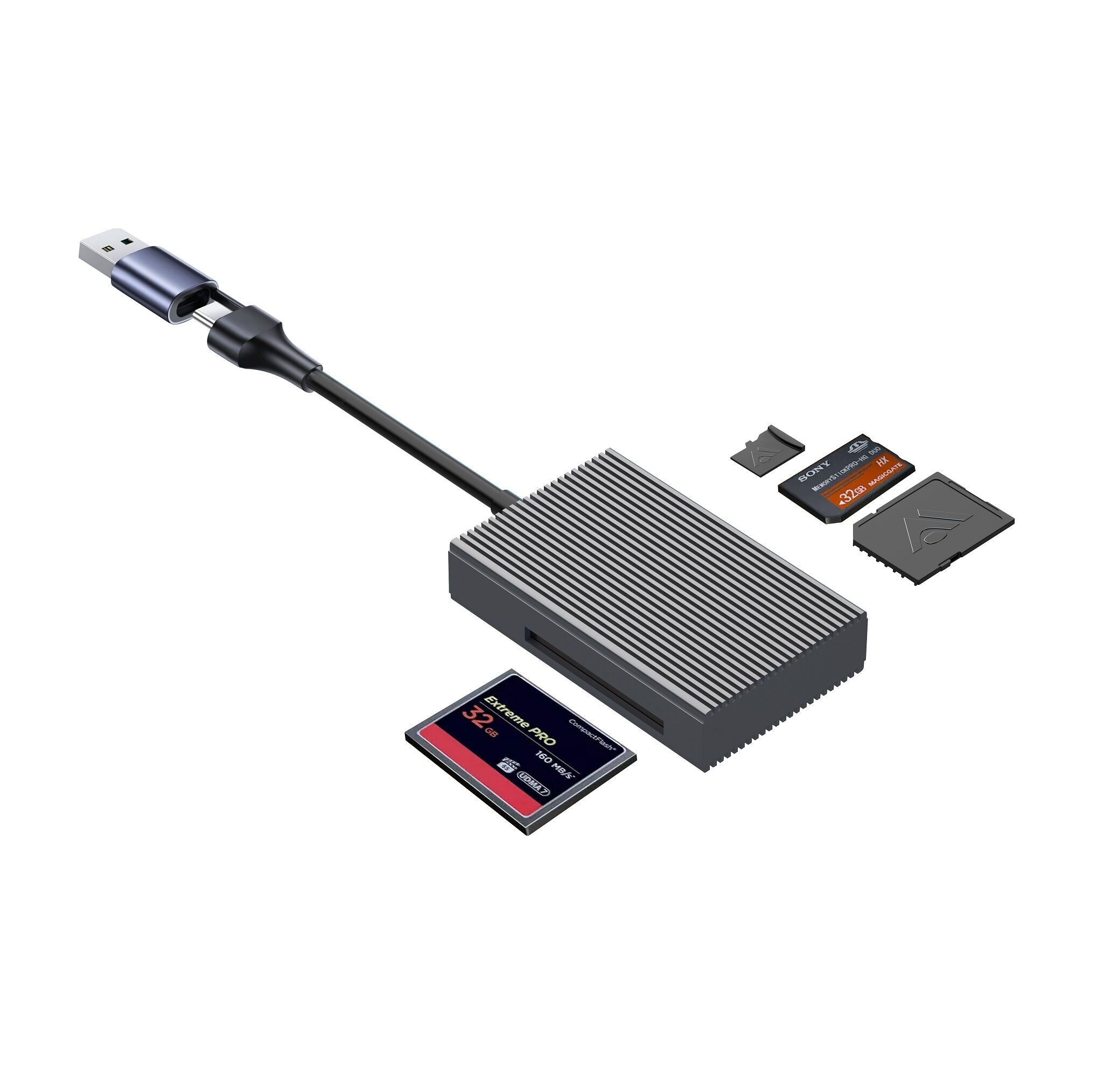 4 In 1 Sd Tf Ms Cf Card Reader Multi Usb C 3.0 Card Adapter For Camera ...