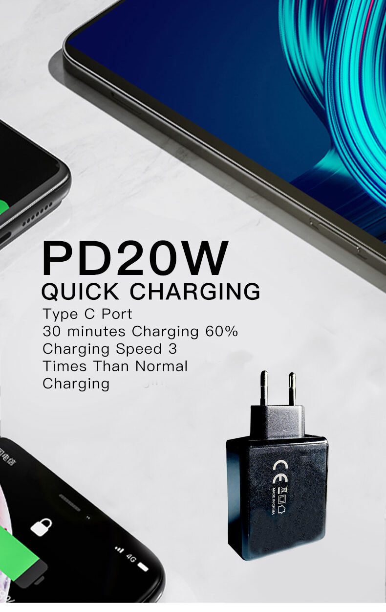Pd20w A+c Fast Charging Dual Port Wall Charger Pd20w + Qc18w Eu Us Uk ...