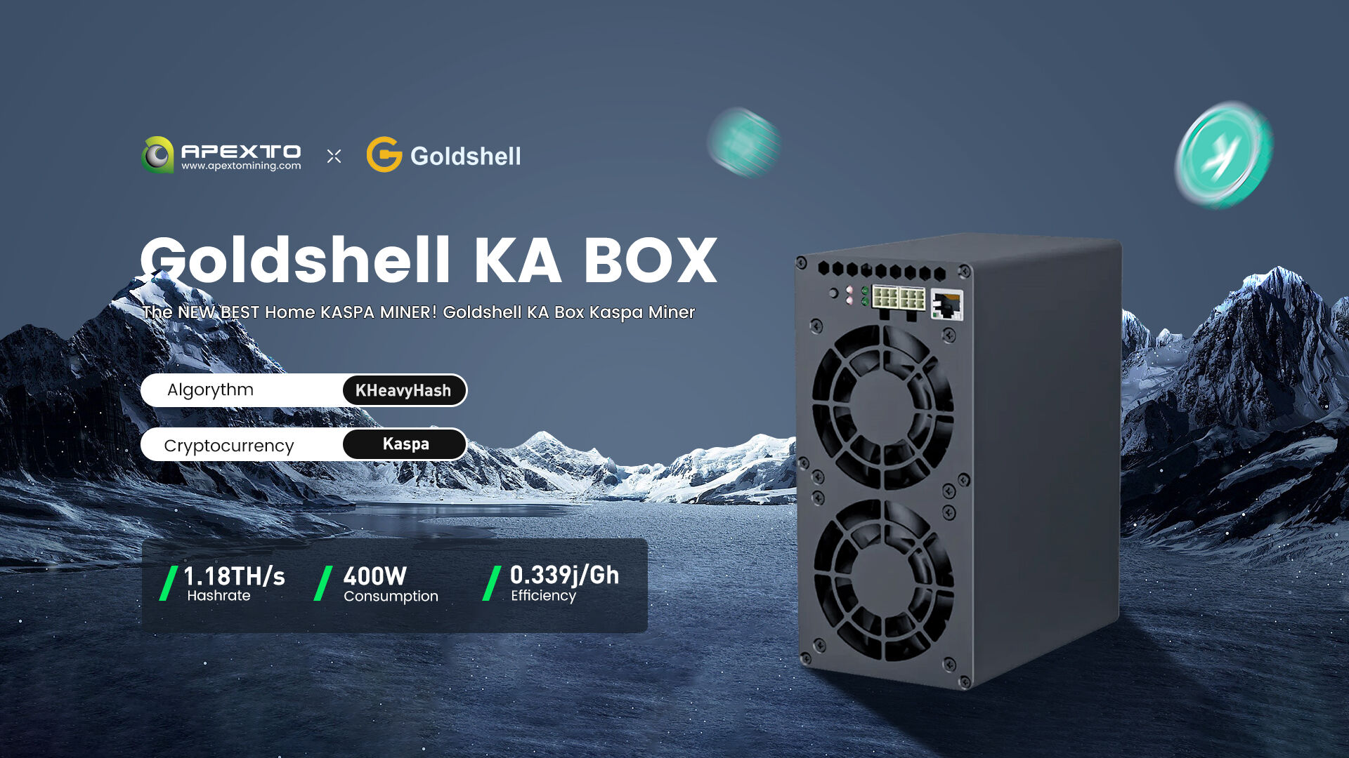 Bulk Buy China Wholesale Most Efficient Miner Goldshell Ka Box Kaspa Miners 1.18th/s 400w Brand ...