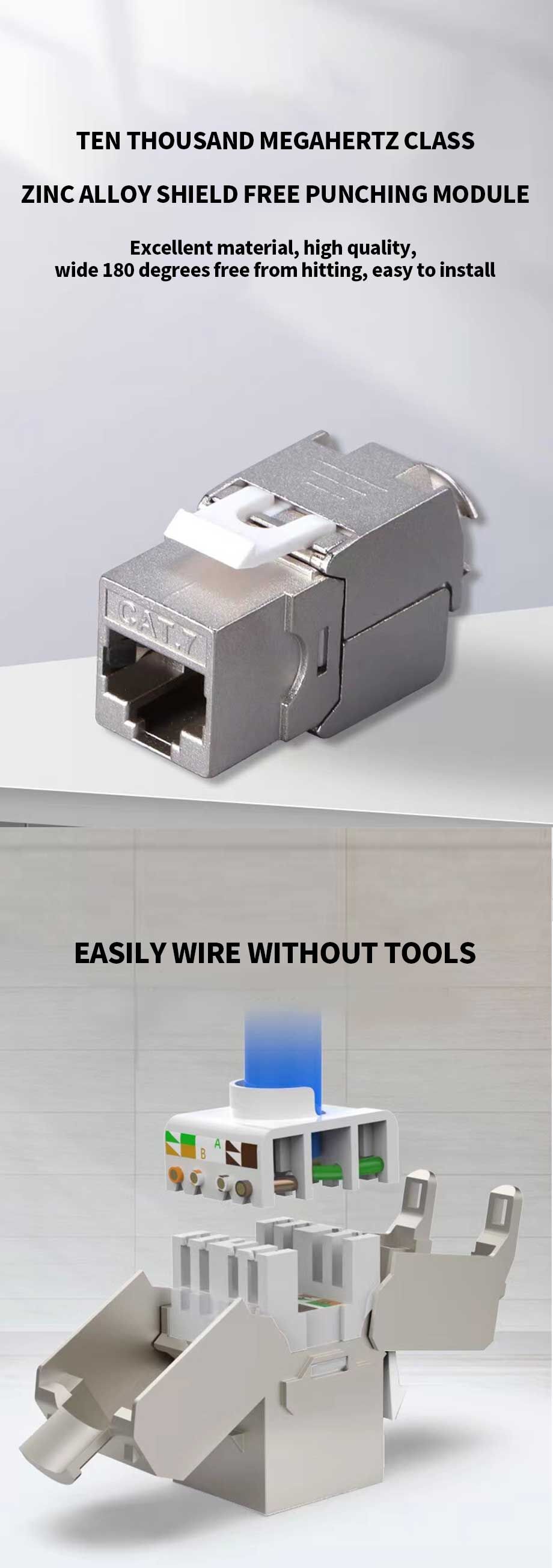 Kico Cat7 Ftp Toolless 180 Keystone Jack Cat7 Rj45 Modular For Network ...