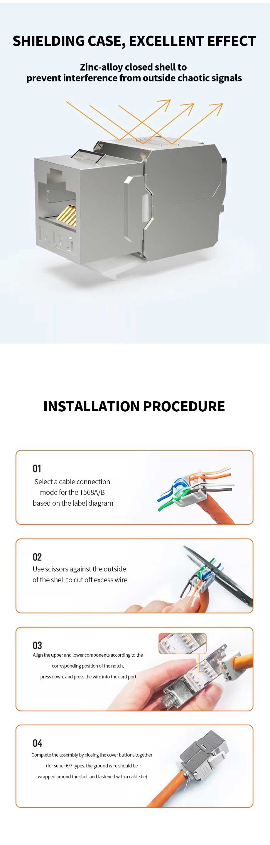 Kico Cat7 Ftp Toolless 180 Keystone Jack Cat7 Rj45 Modular For Network ...
