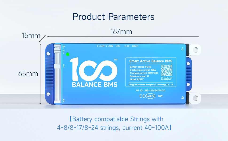 Smart Bms 8s~17s 100a 1a Active Balance Bms Lifepo4 Li-ion Lto Battery ...