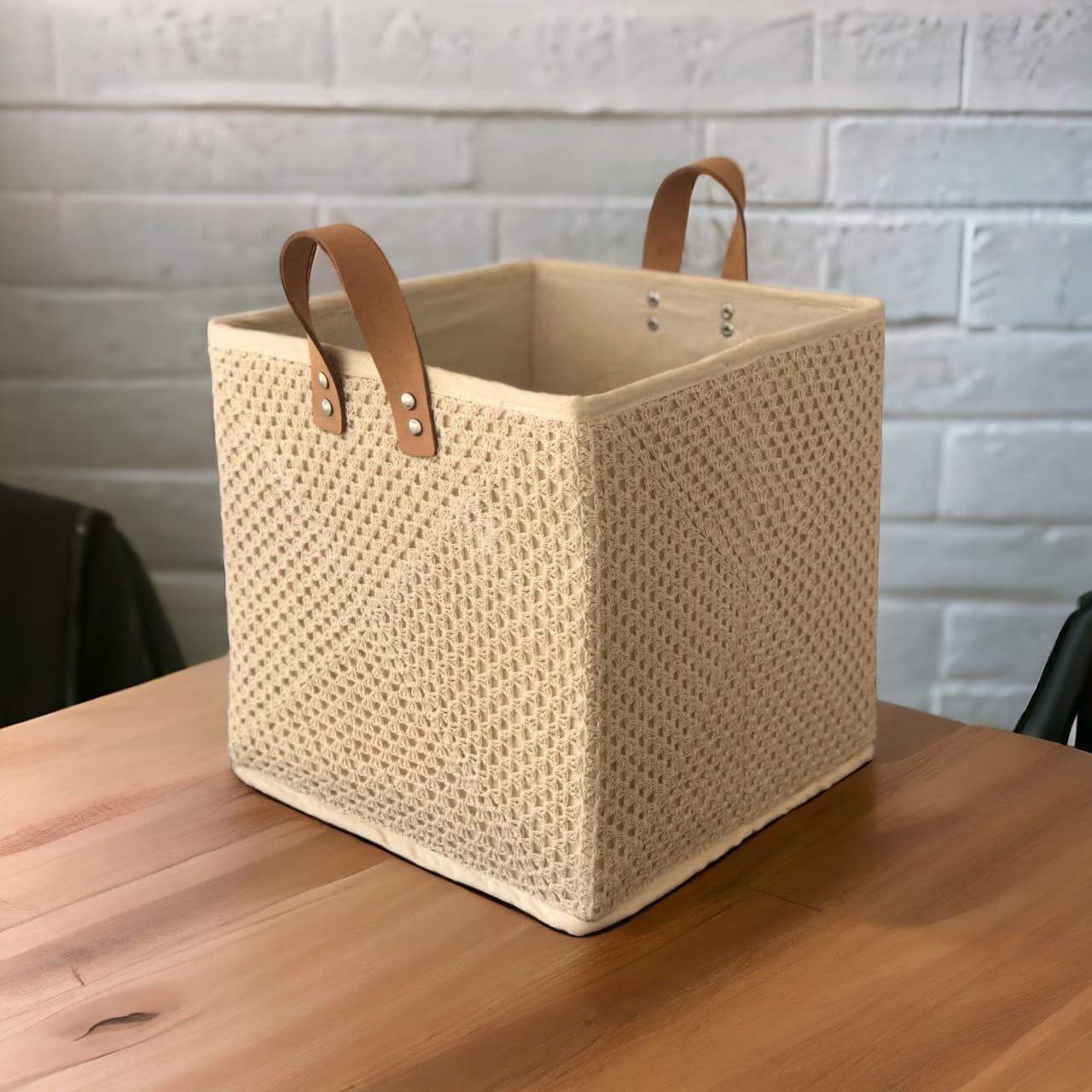 Hand-crochet Natural Modern Collapsible Storage Baskets For Multi ...