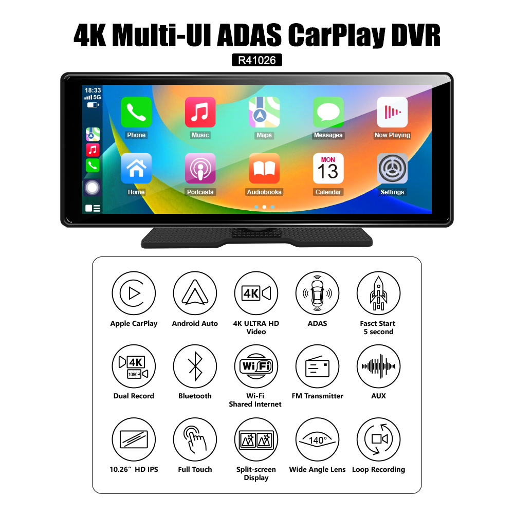Hot Seller 4k 10" Portable Adas Carplay Camera Monitor Car Navigation ...