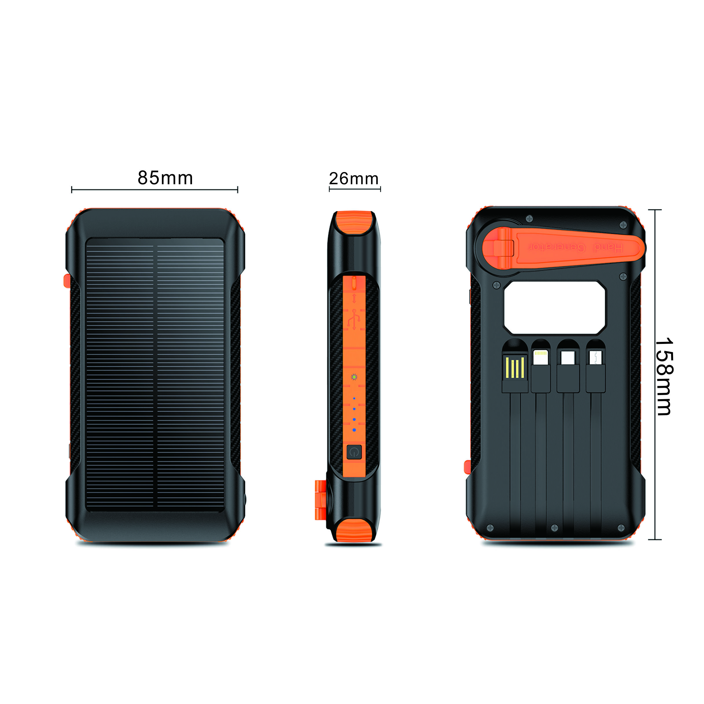 5outputs & 3 Inputs 10000mah Solar Portable Charger, Sos/strobe/strong ...
