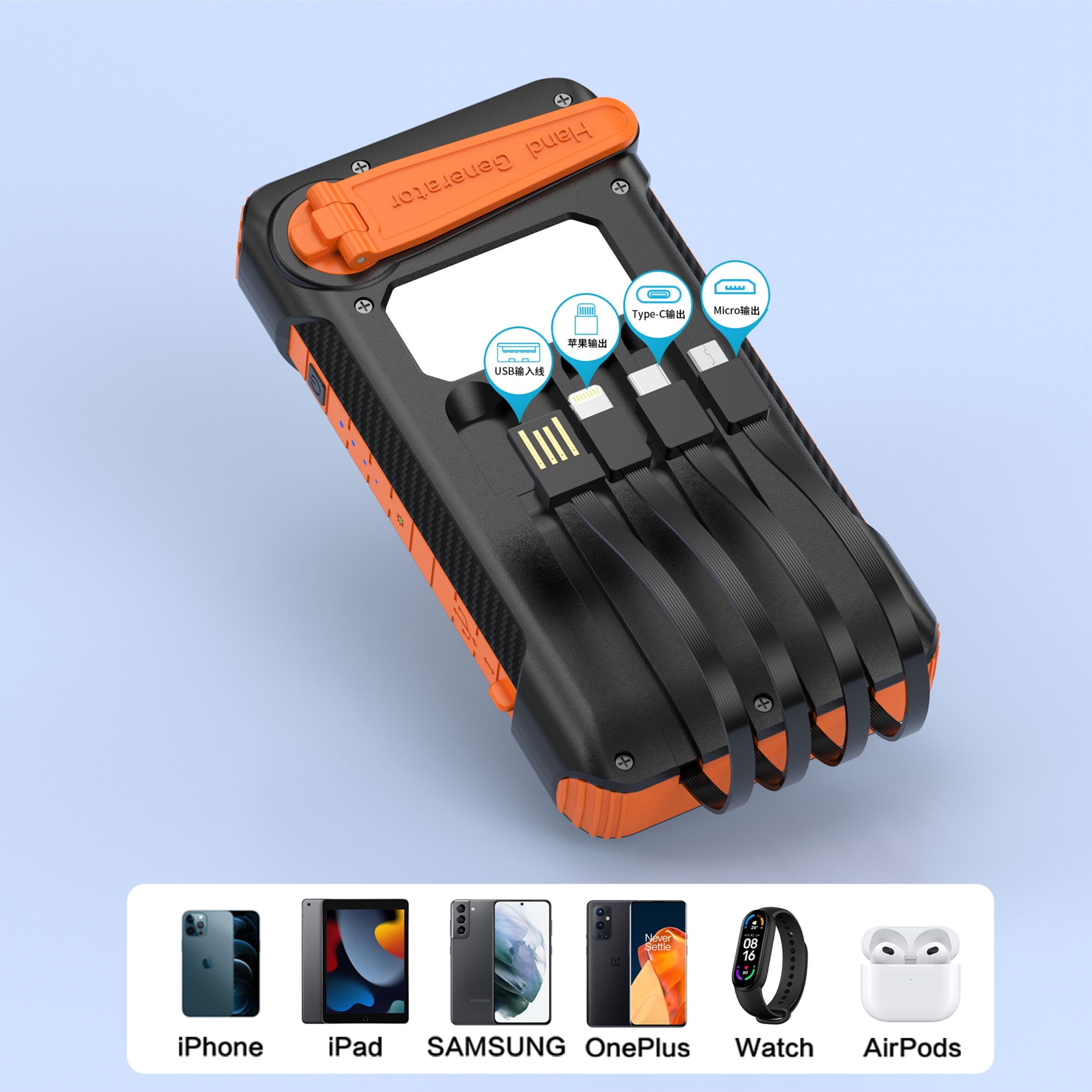 5outputs & 3 Inputs 10000mah Solar Portable Charger, Sos/strobe/strong ...