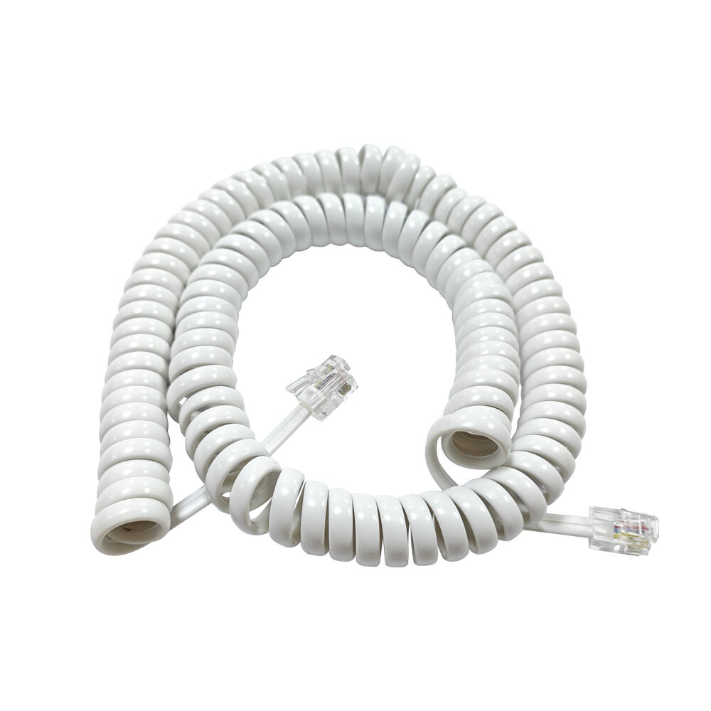 Landline Phone Handset Cable 4p4c Rj9 Rj22 Rj11 Coiled Telephone Handset Cord Flat Black Spiral ...