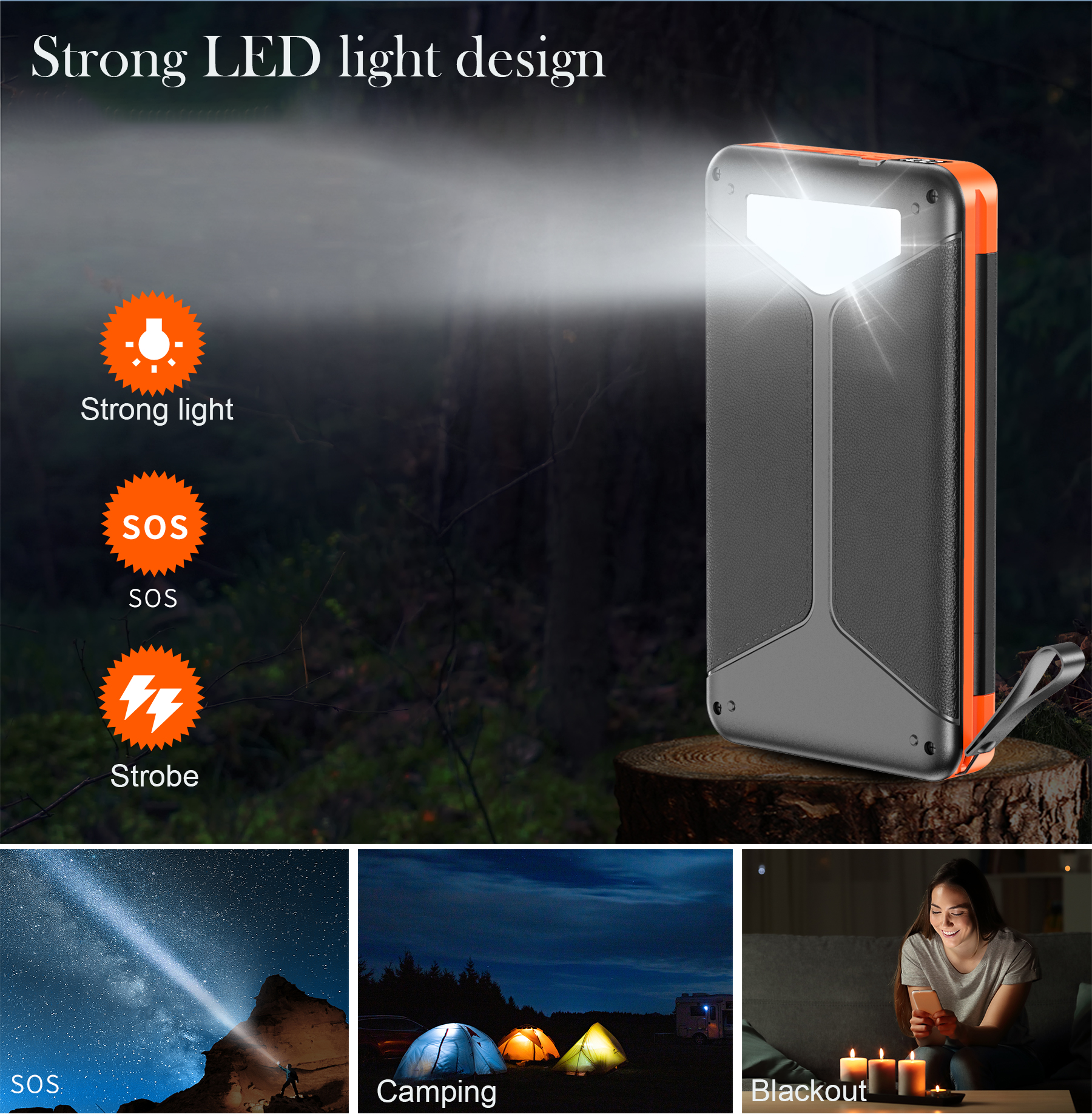 Solar Charger Power Bank 20000mah Portable Solar Phone Charger, Qc3.0 ...