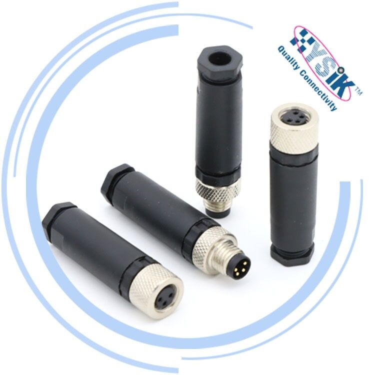Hysik Factory Price M8 Male Female Straight Connector 3 Phase 4 Pin ...