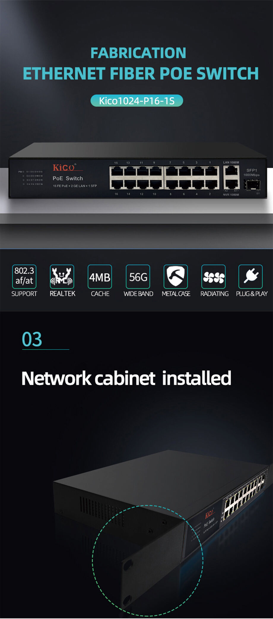 Bulk Buy China Wholesale Kico Ethernet Rj45 Poe Switch 16 Poe + 2 ...