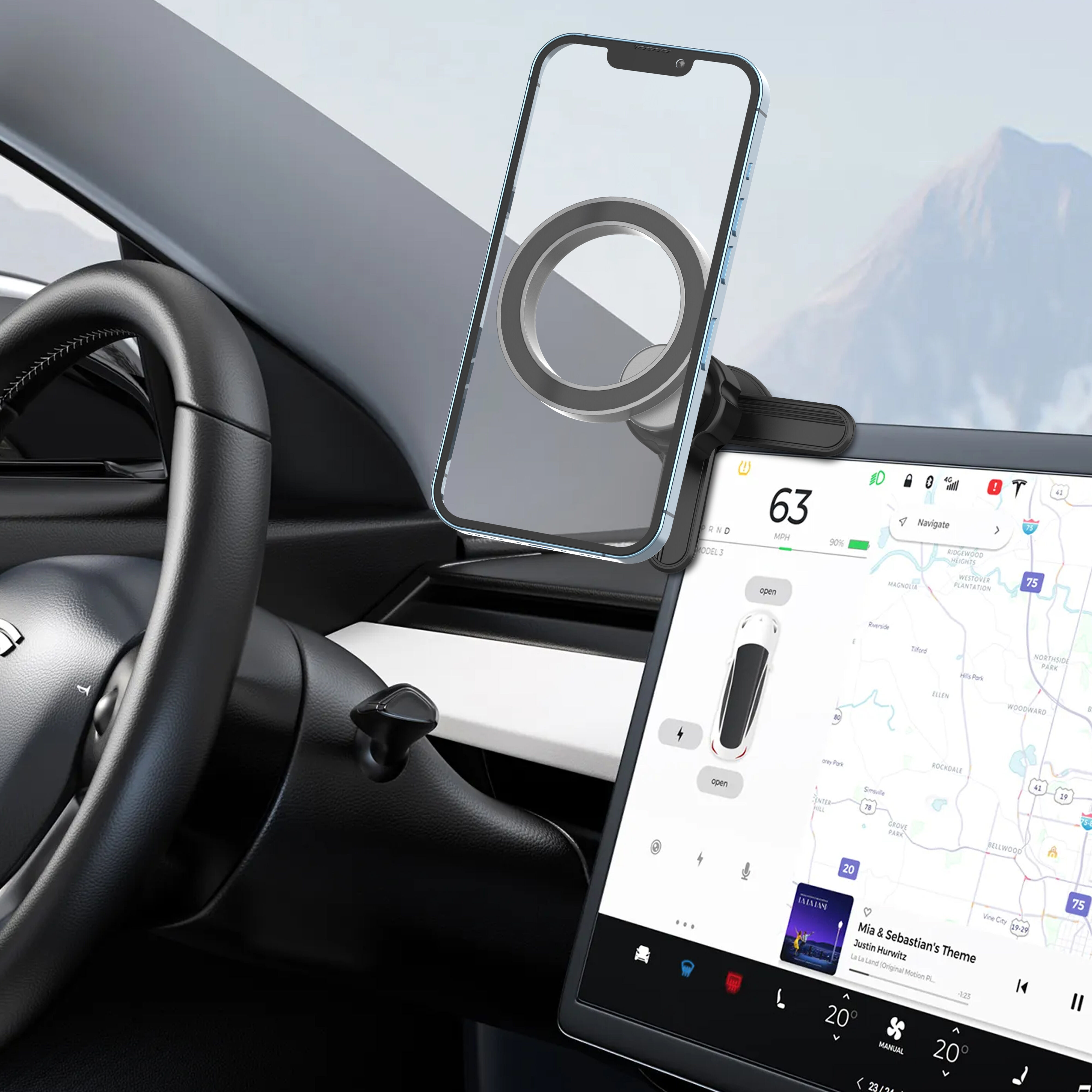 Vietnam Car Floating Display Cellphone Holder For Tesla Y Magnetic ...