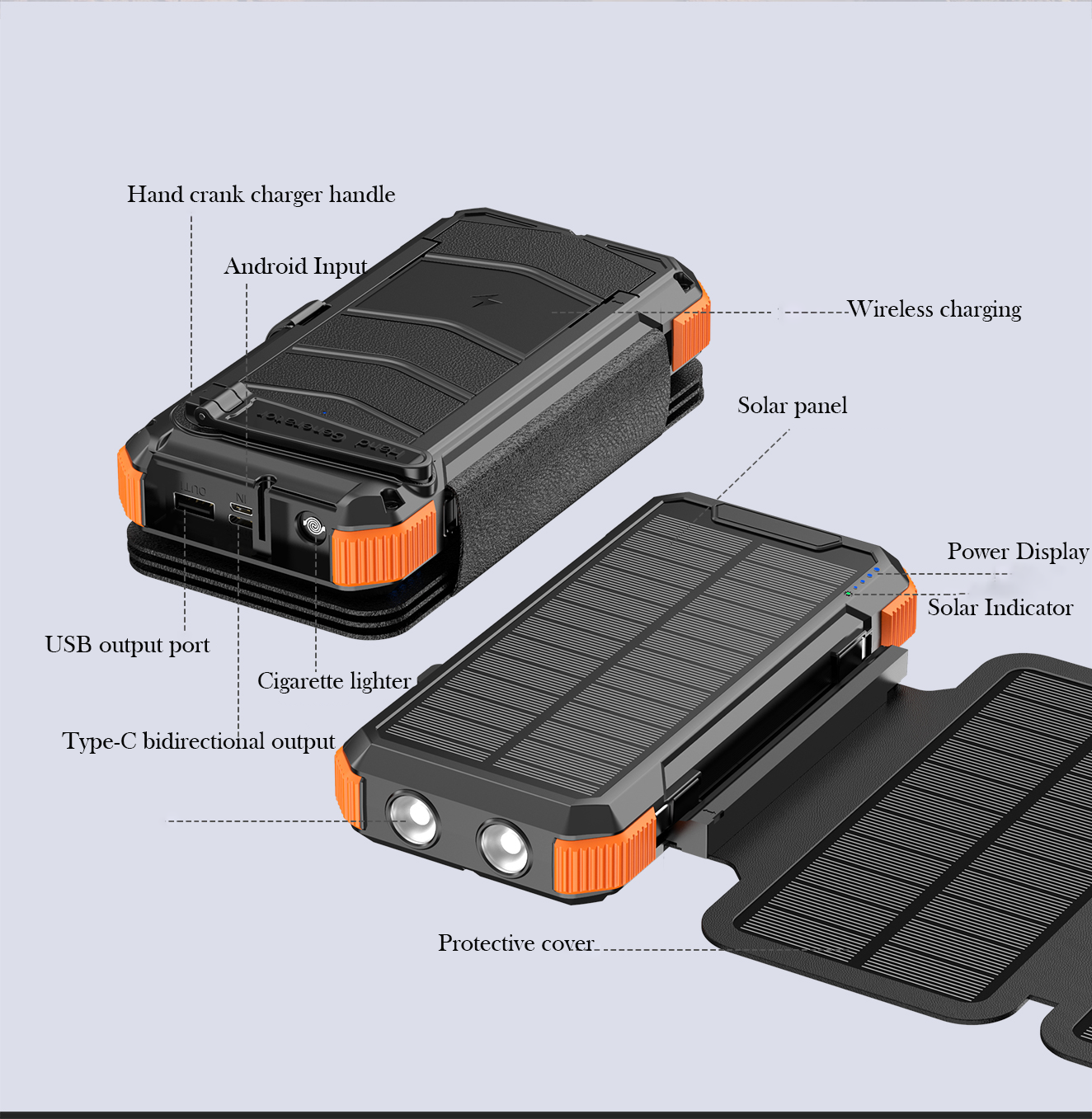 Solar Charger Power Bank 20000mah, Fast Charging Solar Powered Battery ...