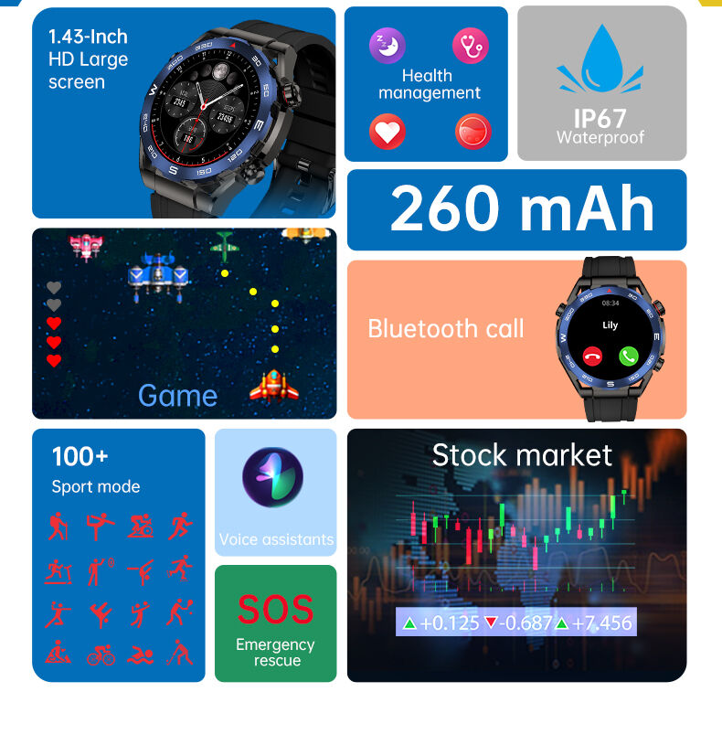Sma Sport Smart Watches For Men 1.43” Amoled Hd Smartwatch Fitness ...