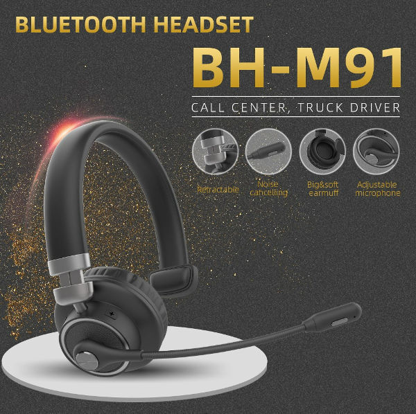 M91 Business Bluetooth Headset Support Ai Assistant Over-ear Headphones ...