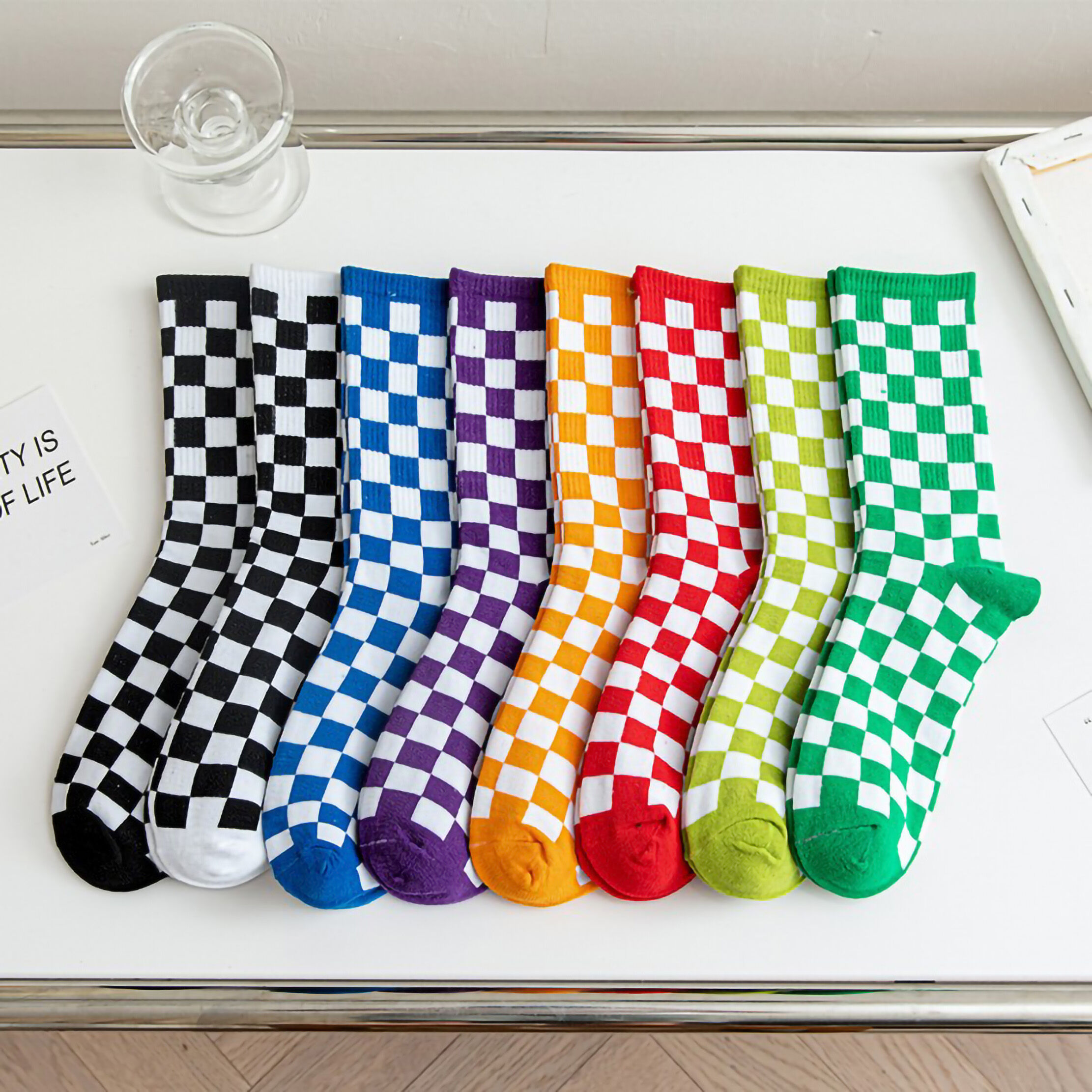 Buy China Wholesale Men's Personality Checkerboard Checkerboard Mid-tube Socks Spring Fashion ...