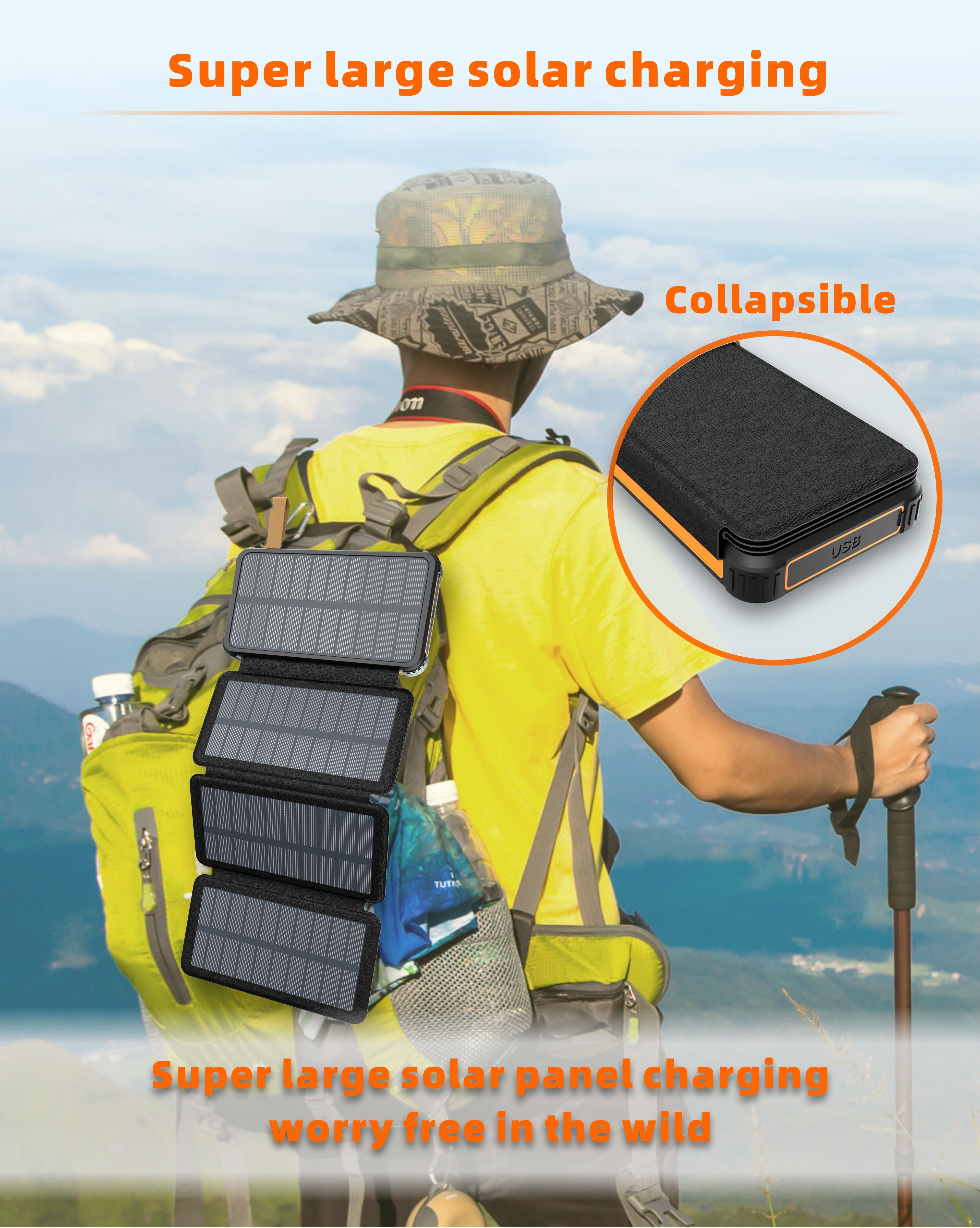 Portable Fast Charging Solar Power Charger,led Flashlights Phone Holder ...