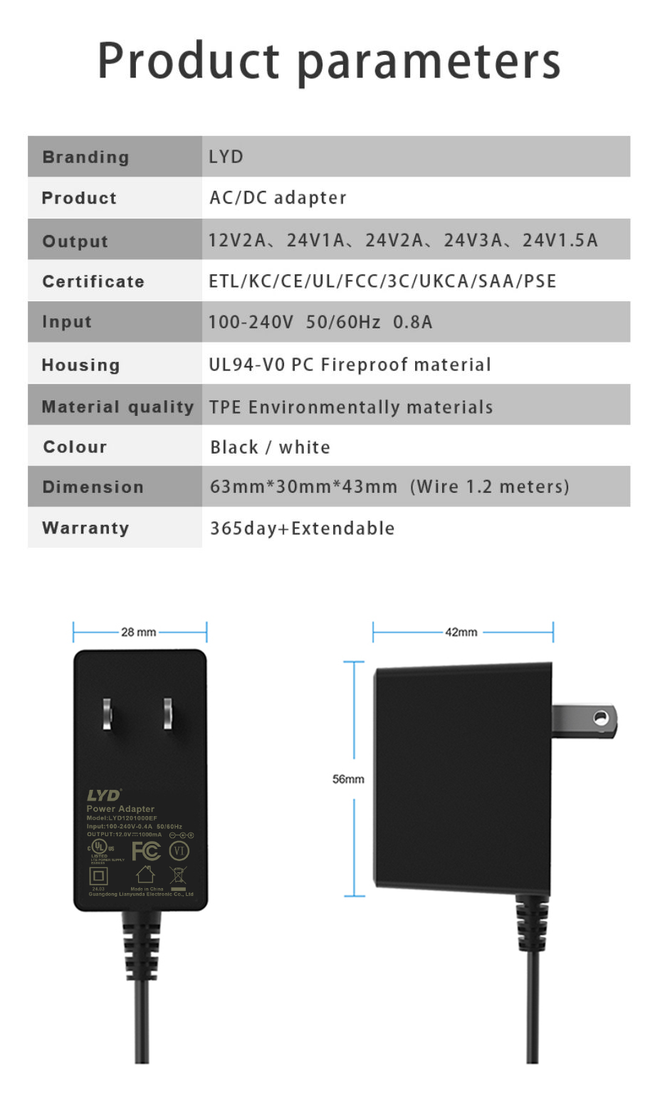 24v 0.5a Ul Etl Fcc Certification Ac Dc Adapter Power Adapter Power ...