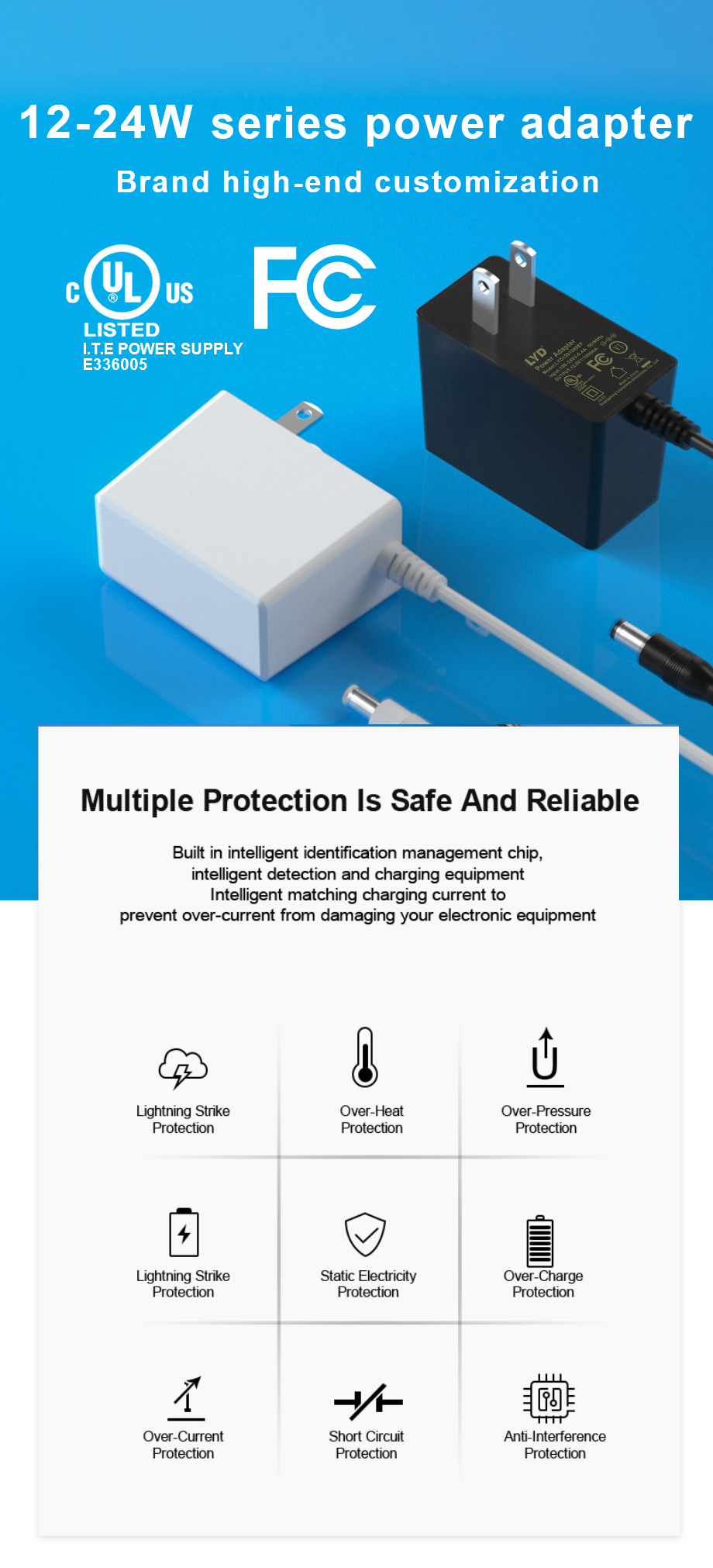 24v 0.5a Ul Etl Fcc Certification Ac Dc Adapter Power Adapter Power ...