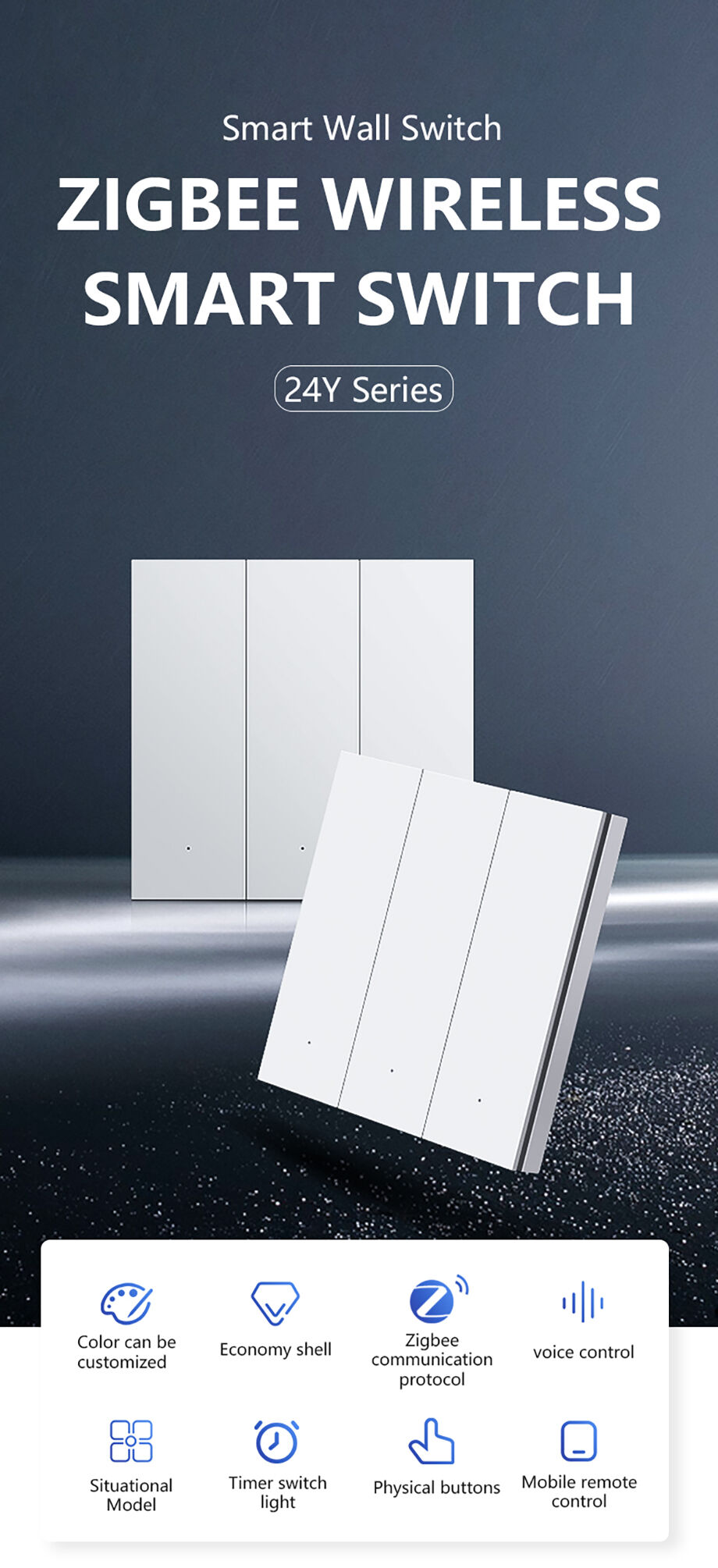 Eu Standard 1/2/3 Gang Tuya Zigbee Smart Switch Remote Control Wall ...