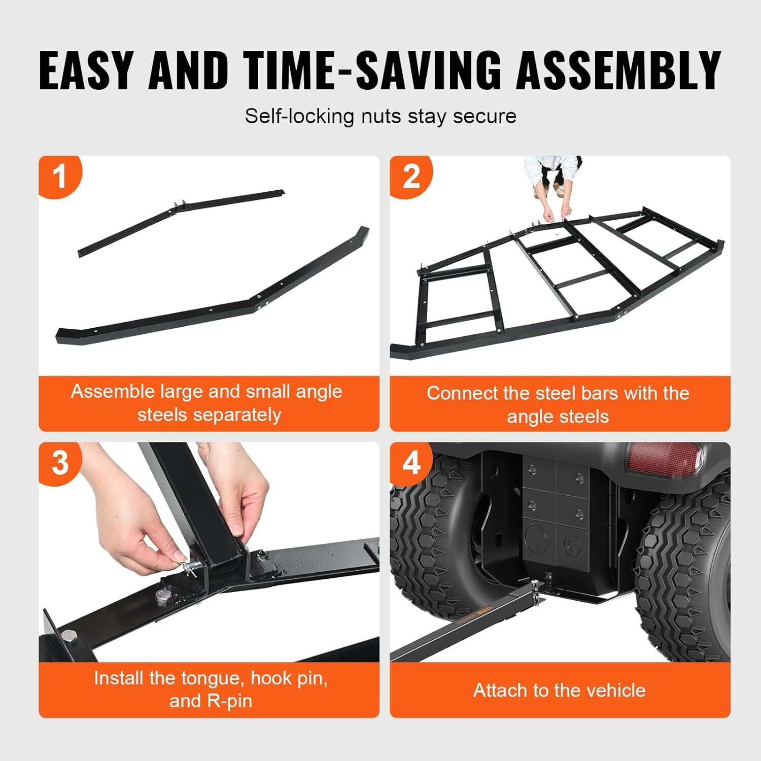 Driveway Drag, 84" Width Tow Behind Q235 Steel Grader With Adjustable ...