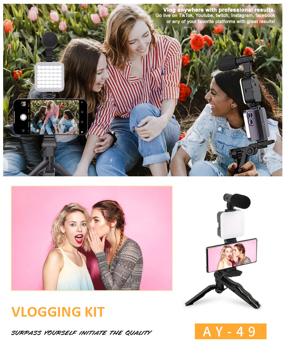 Cyke Selfie Stick Stand Microphone Lighting Tripod Phone Handheld Bracket Remote Video Shooting ...