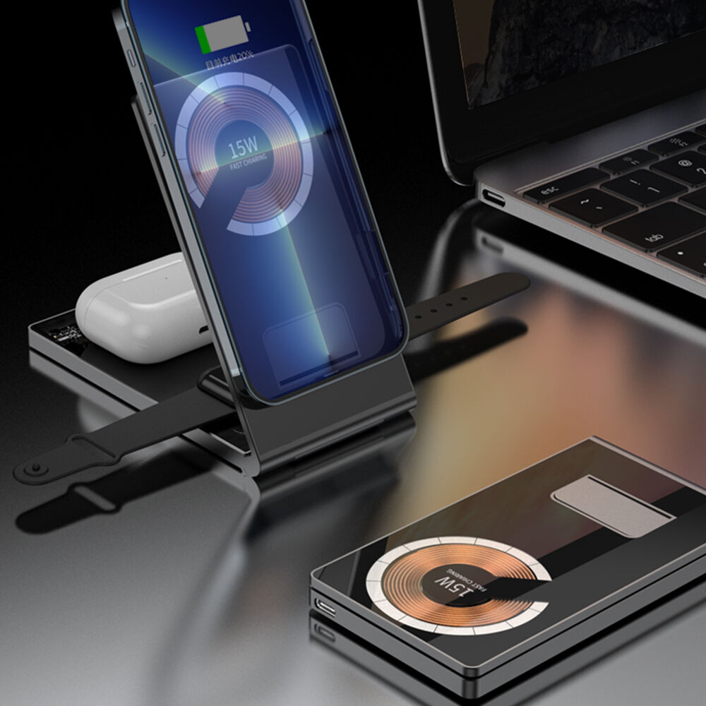 Foldable 3 In 1 Magsafe Wireless Charger Station Transparent Design ...